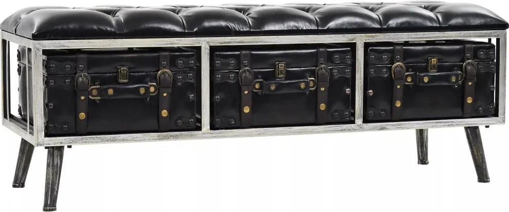 Úložná lavice z MDF a umělé kůže | 120x41x46,5 cm