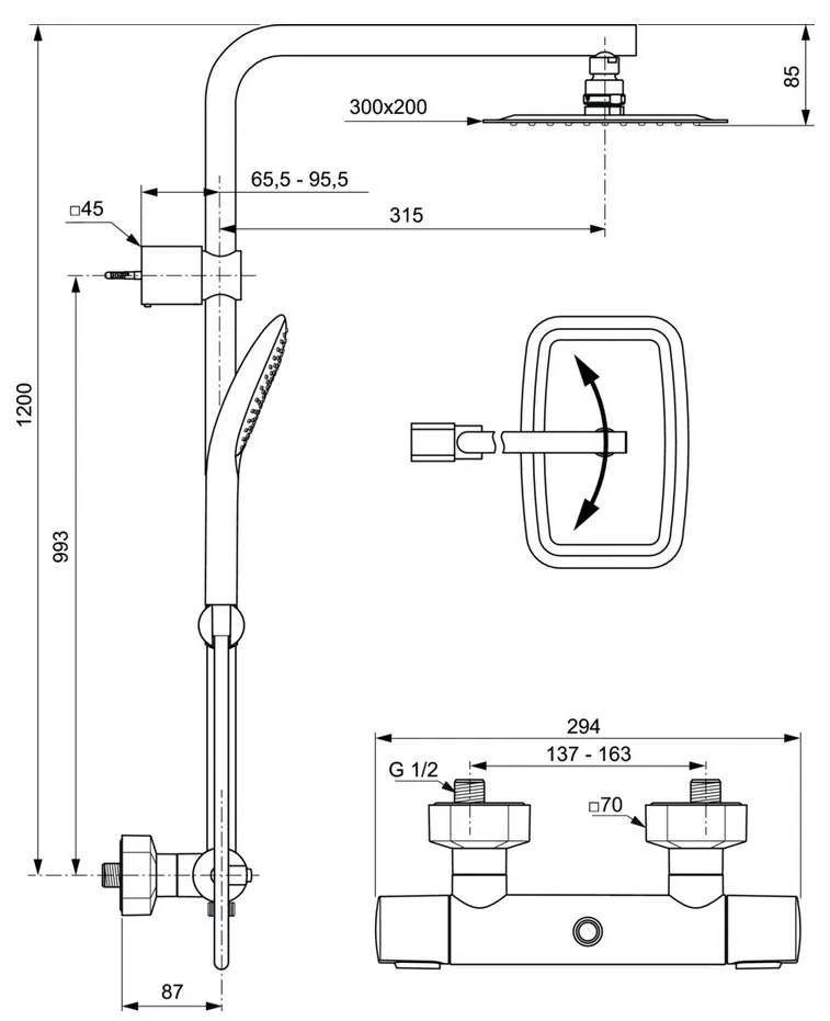 Ideal Standard Idealrain EVO JET - Sprchový systém DIAMOND s termostatickou baterií CERATHERM 100, Chrom, A6986AA