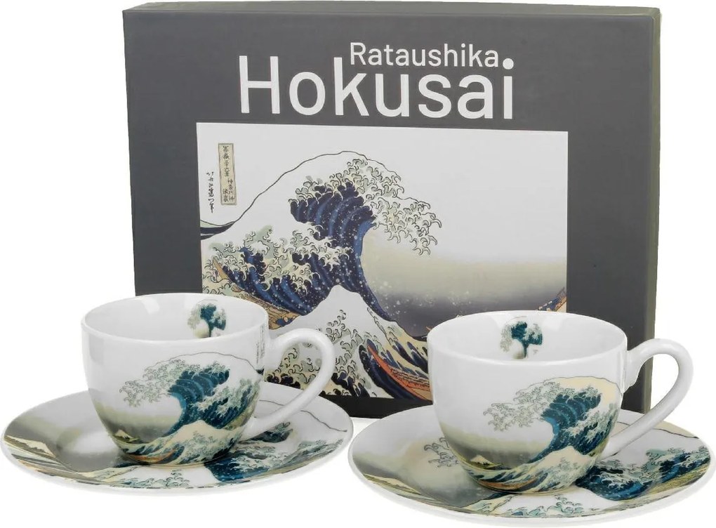 Sada 2 ks šálků s podšálkem Hokusai The Great Wave 90 ml vícebarevná