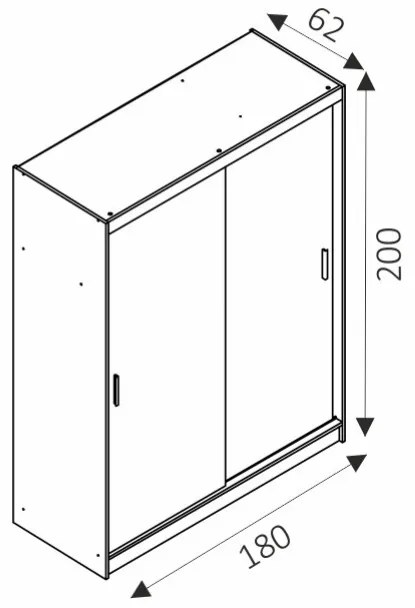 PIASKI SKŘÍNĚ Šatní skříň - WIKI 9/180, grafit