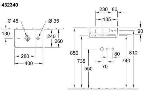 Villeroy & Boch 43234001 - Závěsné umyvadlo MEMENTO 40x26 cm keramika/bílá