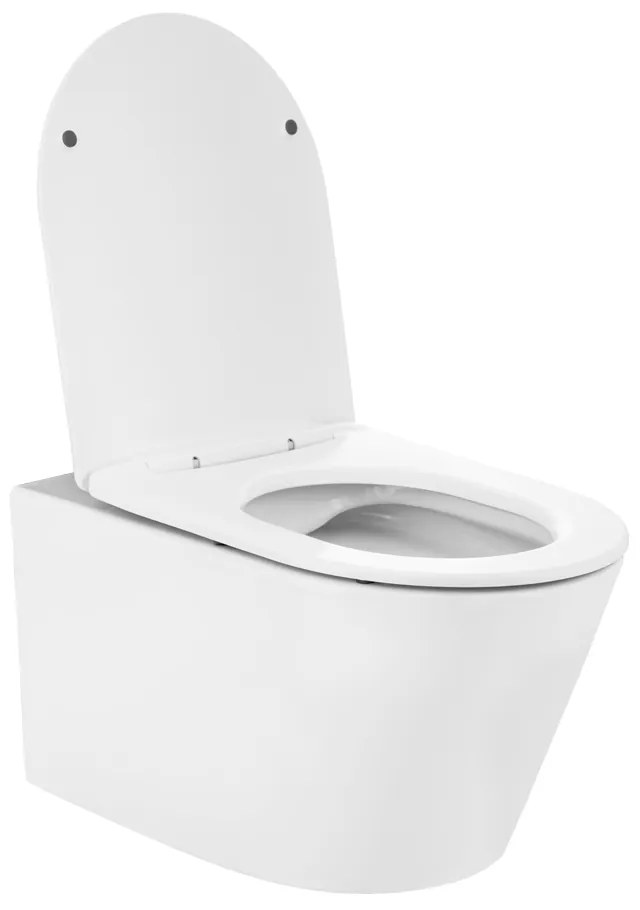 Gamma Mut-301, závěsná WC mísa Tornado/Rimless 520x365x360 mm + SLIM toaletní sedátko, bílá lesklá, GMA-MUT-301