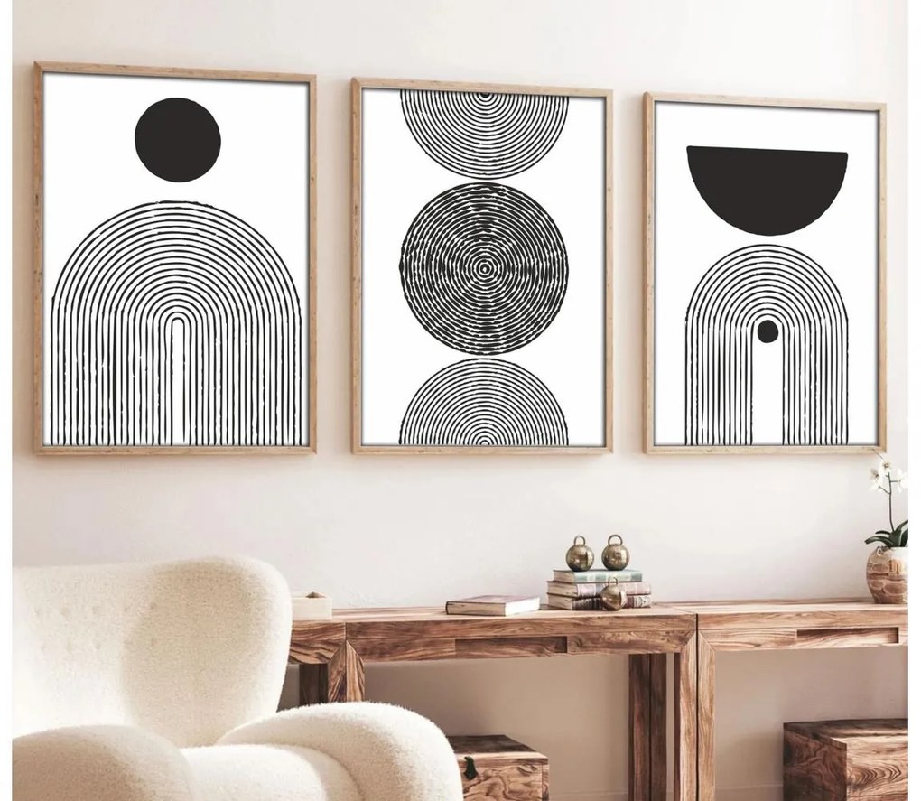 Asir SADA 3x Obraz ve fotorámečku 50x70 cm černá/bílá 693BSE1343