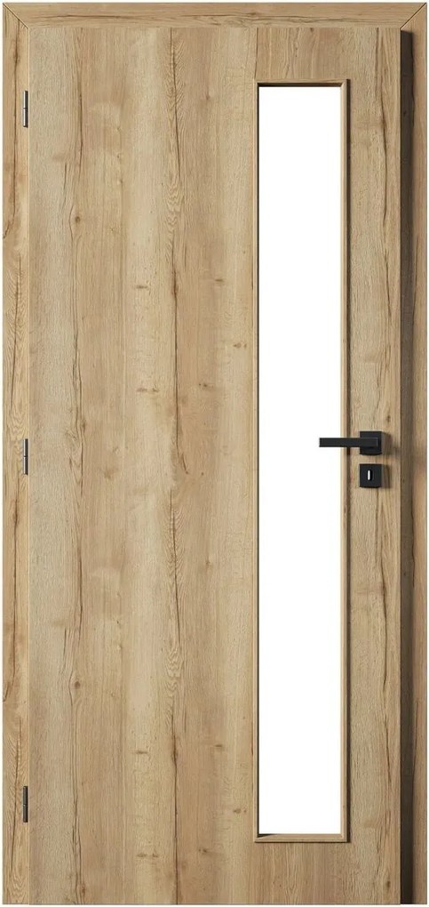 Solodoor Interiérové dveře Etta 9, 60 P, 60 × 197 cm, fólie, pravé, dub Halifax, prosklené