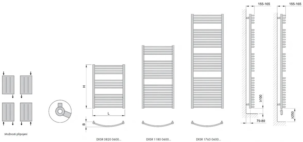 Isan Silla Radius Inox 820 x 600 mm koupelnový radiátor nerez Koupelny Bernold