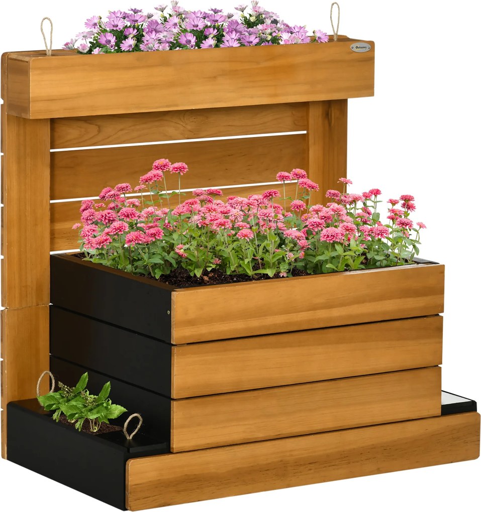 Zvýšený záhon Outsunny, dřevěná květináč s automatickým zavlažovacím systémem, 79,5 x 49,5 x 80 cm | Aosom
