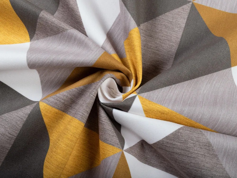 Biante Sametový povlak na polštář s lemem Tamara TMR-020 Žluto-šedé trojúhelníky 45 x 45 cm