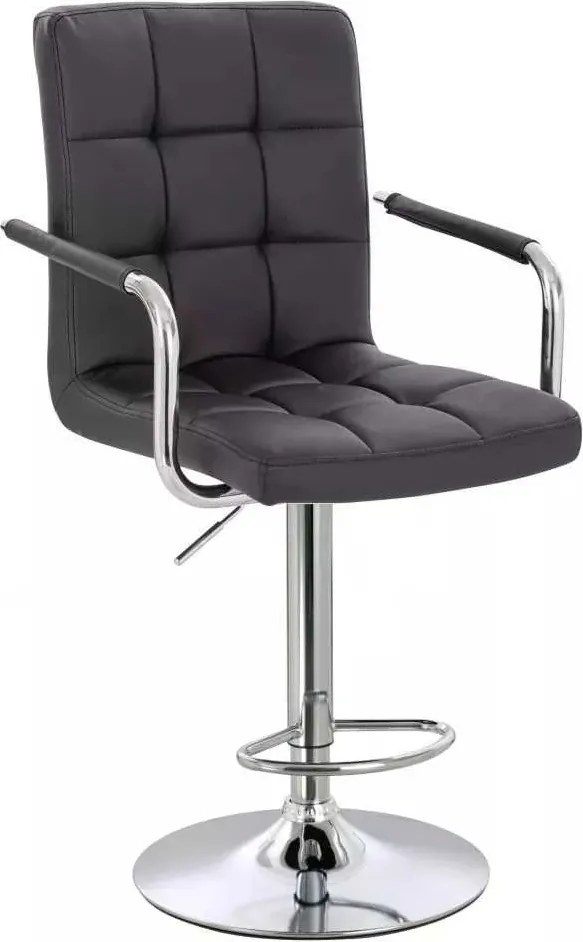LuxuryForm DESIGN Barová židle VERONA na stříbrné kulaté podstavě - černá