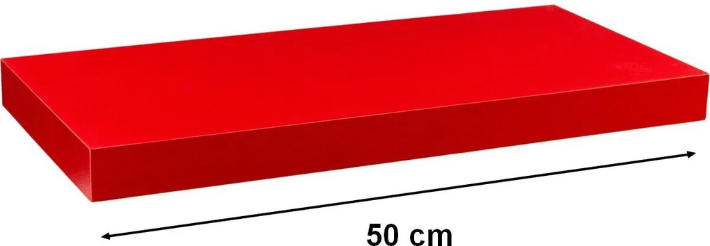 Nástěnná police STILISTA VOLATO - matná červená 50 cm