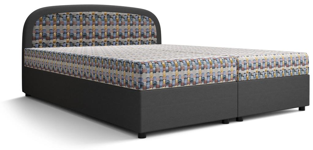 Manželská postel Boxspring 160 cm Brick Comfort (tmavě šedá + vzor pletený) (s matrací a úložným prostorem). 1055774