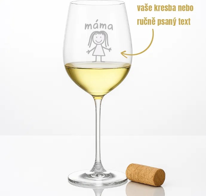Dekorant Sklenice na bílé víno Uria s ručně psaným textem nebo obrázkem 480 ml 1KS