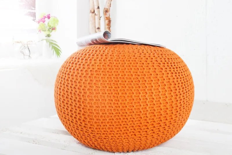 Pouf Leeds 50 cm oranžová pletena židle