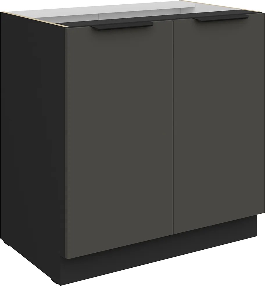 ARIA pe | dolní skříňka 80 D 2F policová | 80 cm | ANTI FINGERPRINT povrch | černá/šedá grafit