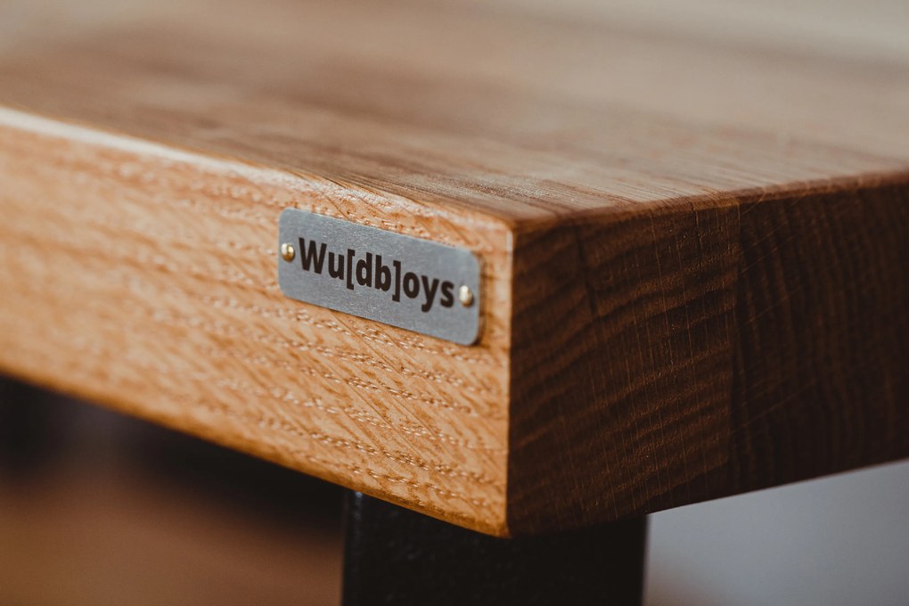 Wudboys Konferenční stůl THICK No.3 Barva kovu: Bílá, Dřevo: Dub lamino - dle vzorníku, Rozměr: 900x600, moderní skandinávský styl