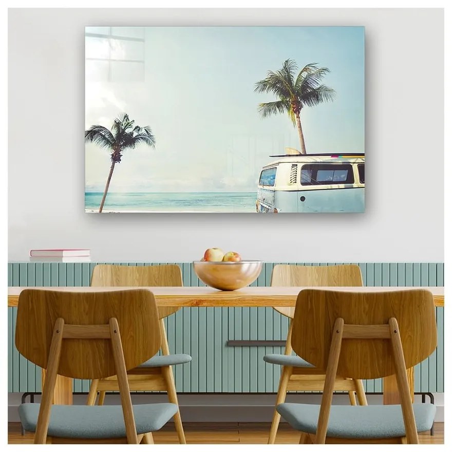 Skleněný obraz 100x70 cm Surf Van – Wallity