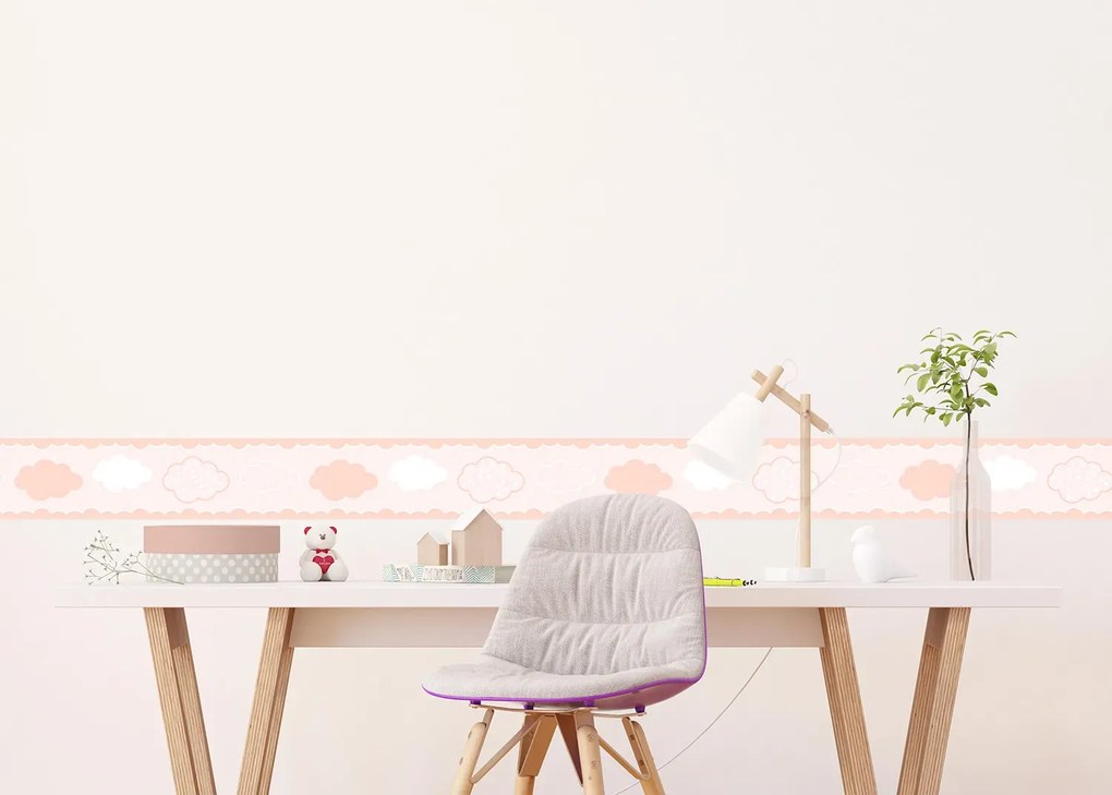 Dětská samolepící bordura na zeď Růžové Mraky | 5 m x 13.8 cm | DWBD8059