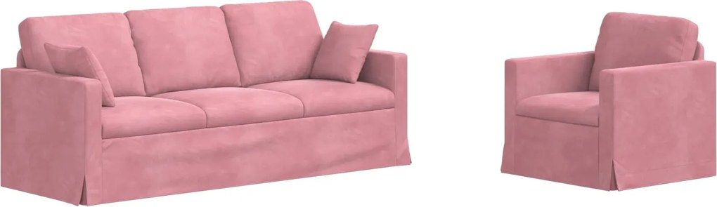 Set pohovek 2 ks Růžová samet 3407599