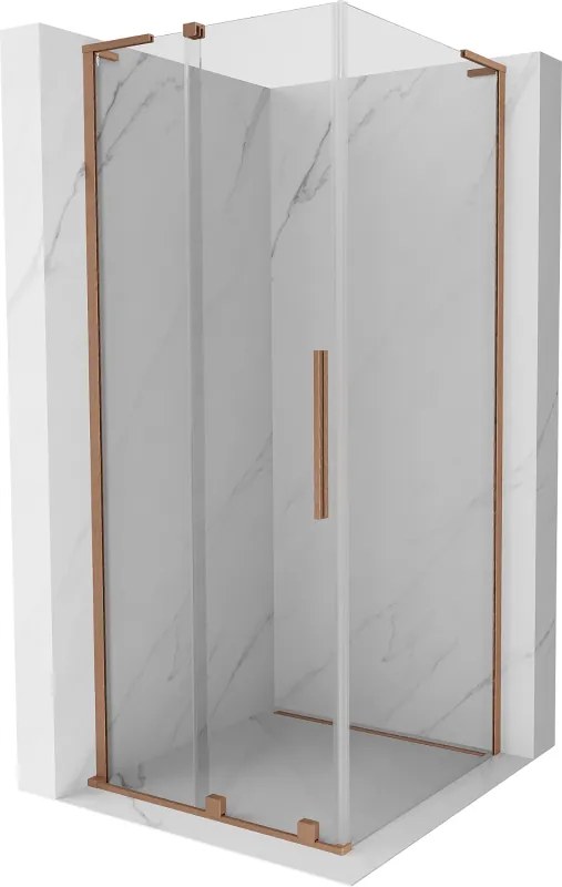 Mexen Velar L, sprchový kout s posuvnými dveřmi 100 x 100 cm, 8mm čiré sklo, měděná matná, 871-100-100-03-65