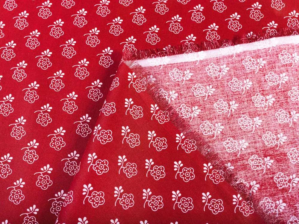 Biante Dětský bavlněný závěs Sandra SA-355 Bílé květy na červeném 130x210 cm