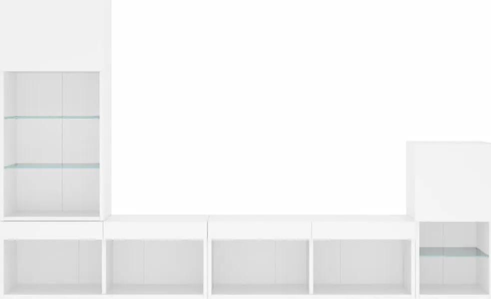 vidaXL 4dílná obývací stěna s LED kompozitní dřevo [3216661] Barva: Bílá