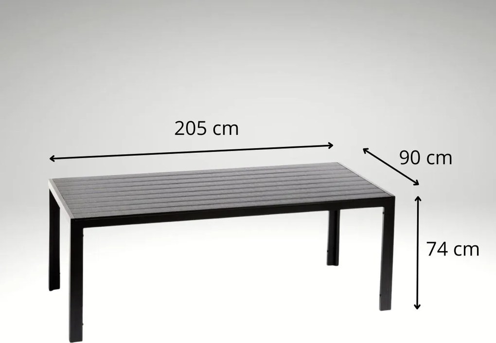 Vikio Venkovní zahradní set 205x90 pro 6 osob DK303 antracit