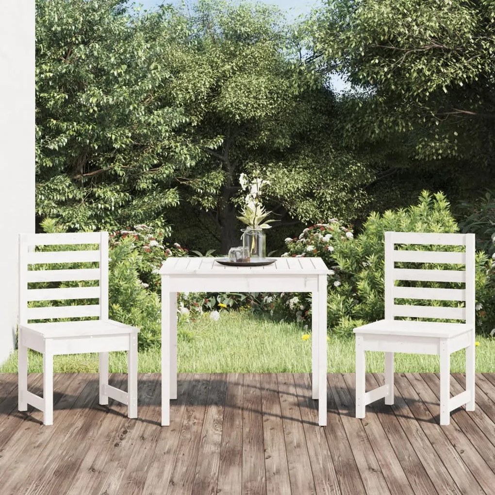 3dílný zahradní bistro set bílý masivní borové dřevo 3154672