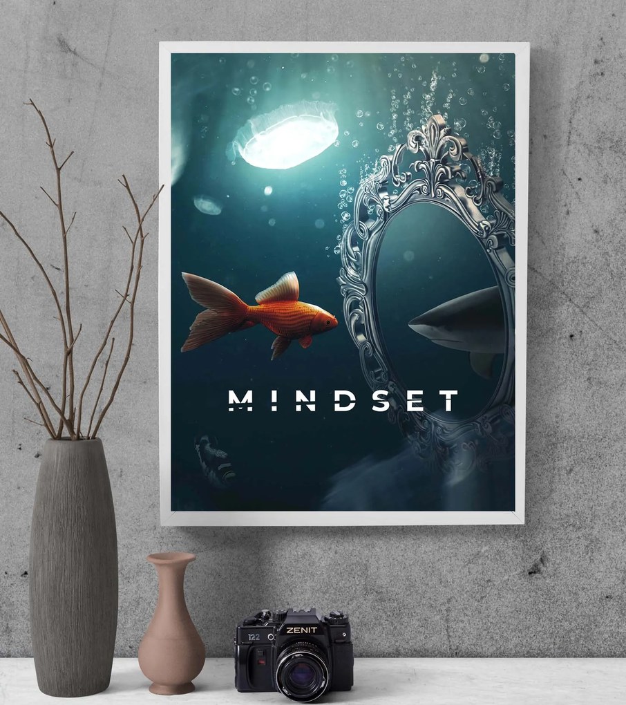 Pixada Mindset - motivační obraz Velikost: B2 - 50x70 cm, Volba rámu: s bílým rámem