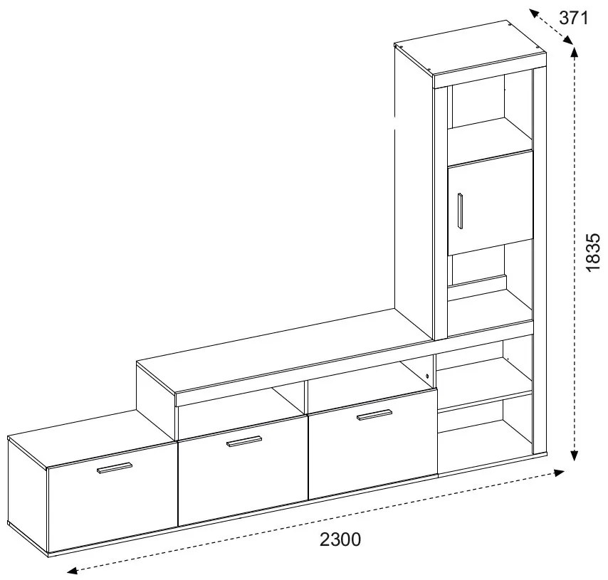 Obývací stěna Jacky, dub artisan/bílá