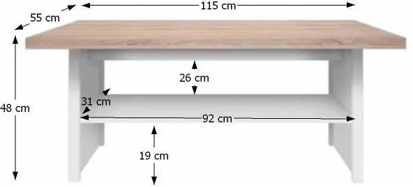 Tempo Kondela, s.r.o. Konferenční stolek 115, bílá / dub sonoma, TOPTY TYP 18