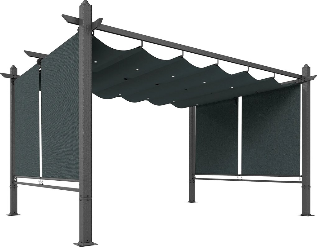 Pergola 3 x 4 m s posuvnou střechou, automaticky zatahovací rolety, hliníkový rám UV50+
