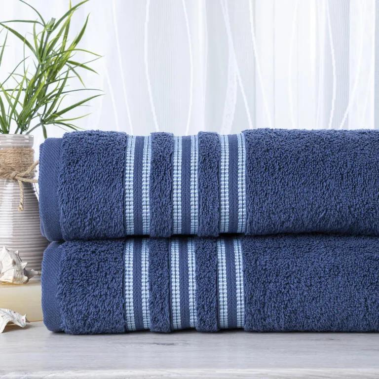 Sada 2 kusů froté ručníků FIRUZE tmavě modrá 50 x 100 cm