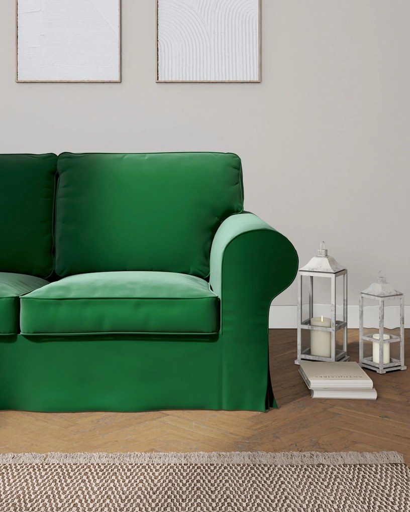 Potah na pohovku IKEA Ektorp 2-místná rozkládací NOVÝ MODEL 2012 barva zelená látka lesklé, sametová