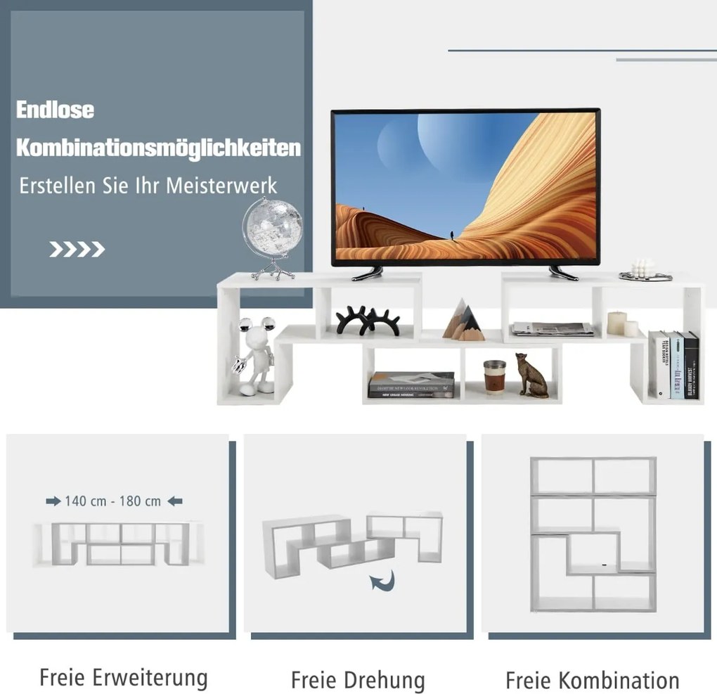 Costway 3dílná dřevěná TV skříňka pro TV do 65" Volně kombinovatelný TV stolek