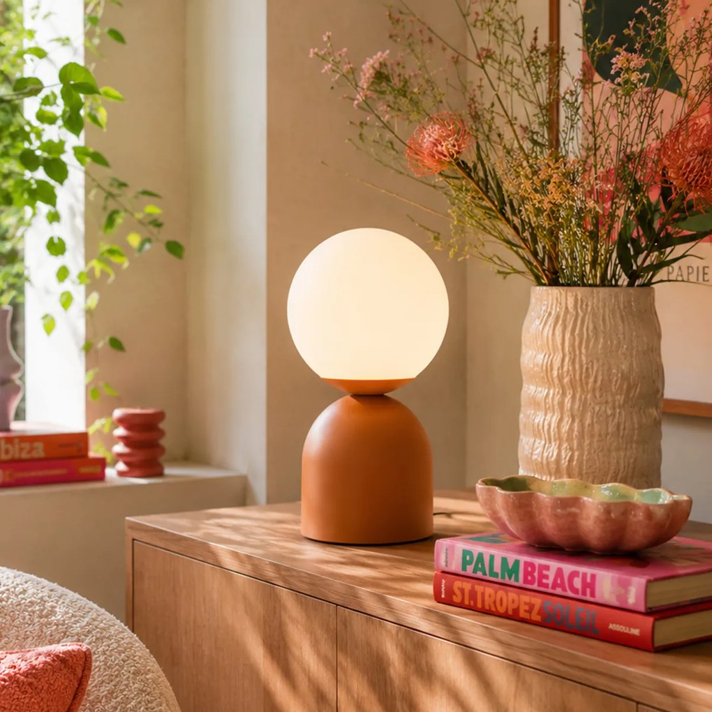 Stolní lampa Hotelový šik oranžová s opálovým sklem - Pallon Trend