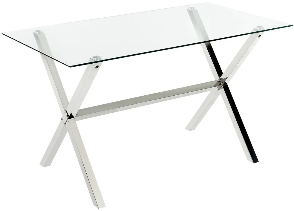 Jídelní stůl se skleněnou deskou 130 x 70 cm stříbrný FLORIN Beliani