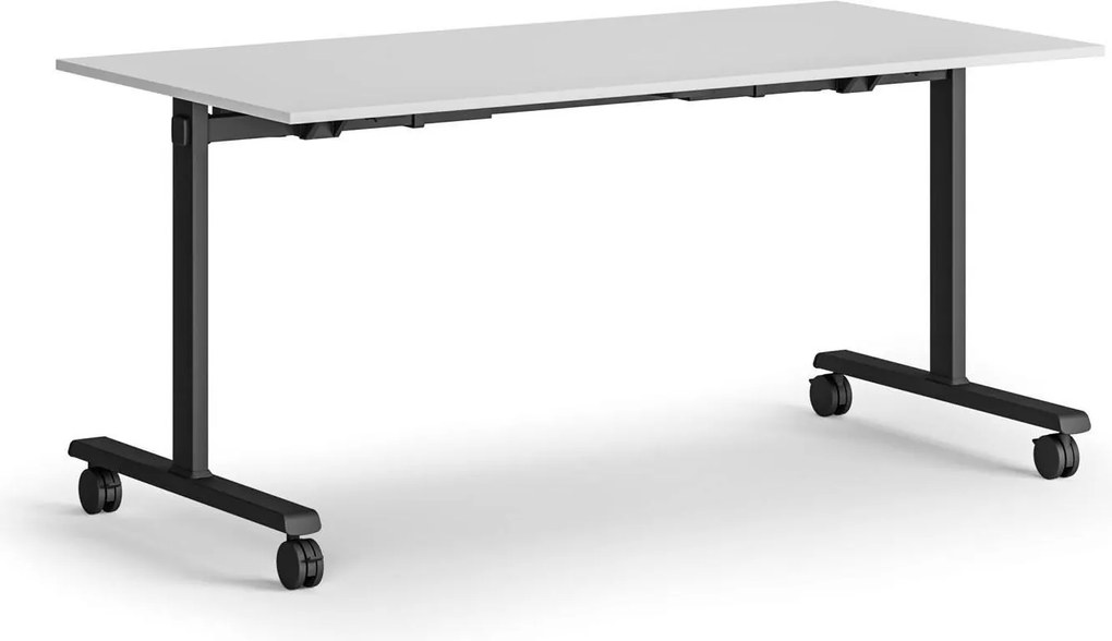 Mobilní stůl MATCH, 160x80 cm, černá podnož, bílá