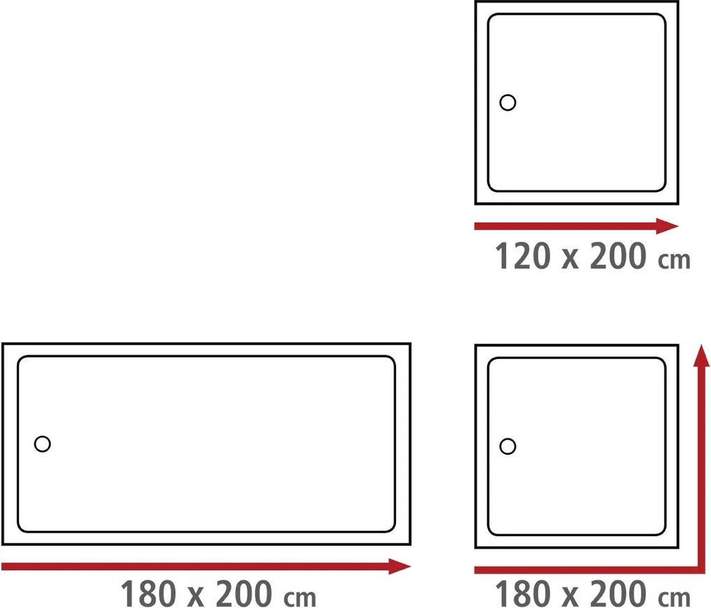 Sprchový závěs, textilní,barva šedá, 180x200 cm, WENKO