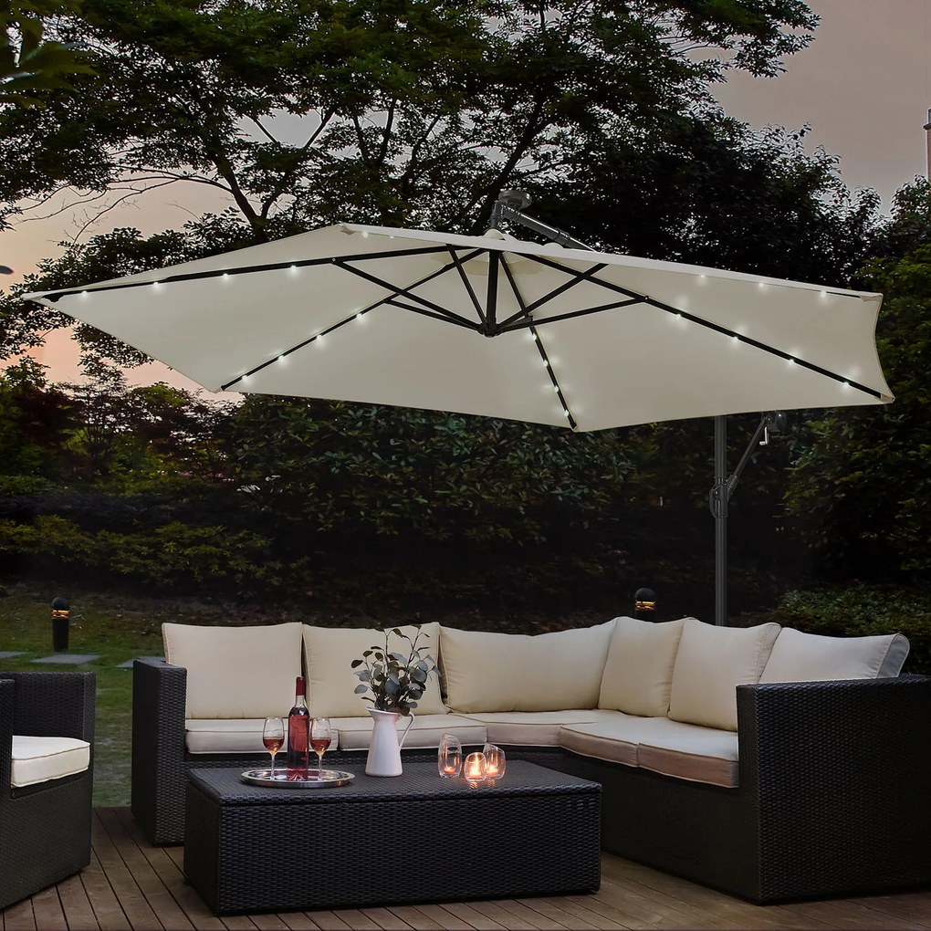 Juskys LED slunečník Brazílie 350 cm - krémový