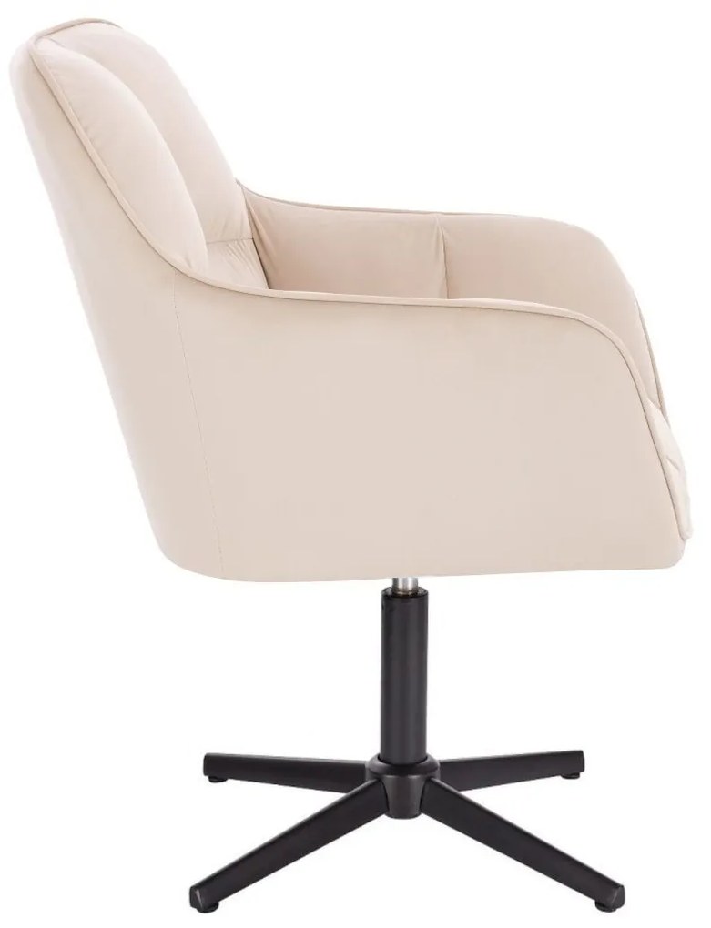 LuxuryForm DESIGN Otočné křeslo AMALFI VELUR na černém kříži - krémové