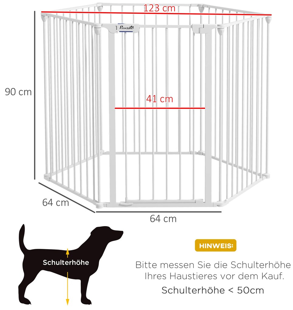 PawHut 2 v 1 ohrádka pro štěňata, zábrana se 6 panely, výběh pro štěňata, skládací výběh pro středně velká štěňata s uzavírací pomůckou