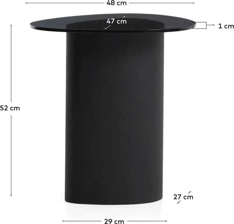Odkládací stolek se skleněnou deskou 47x48 cm Olir – Kave Home
