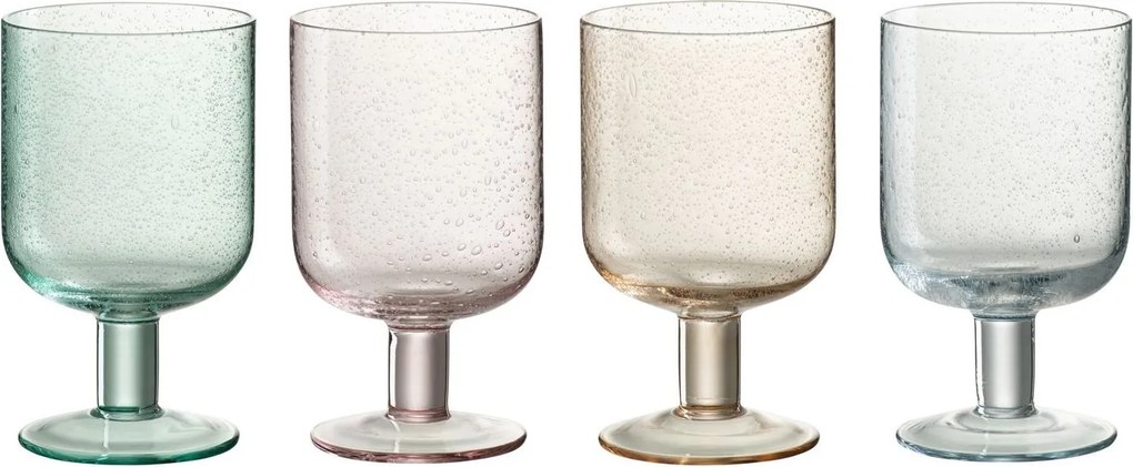 4ks barevná sklenička na noze s bublinkami Louise - Ø8*13cm / 360ml
