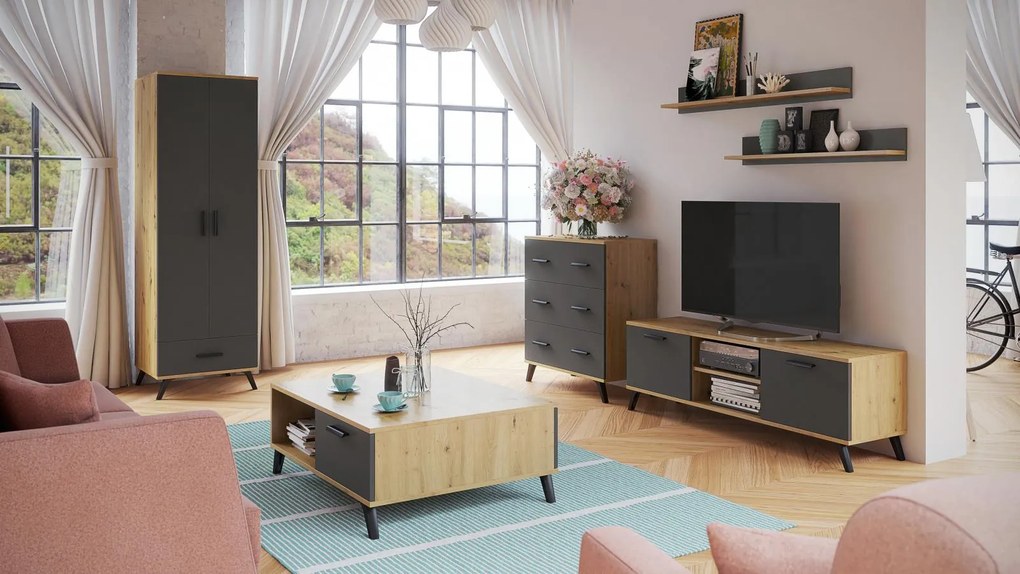 FALCO Komoda s šuplíky Roky 8 Grafit