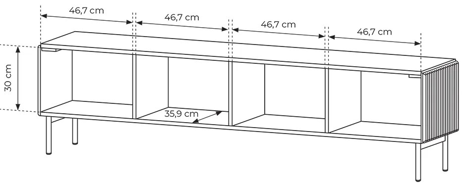 MUTI c | TV stolek RTV 195 | 195,2 cm | černá