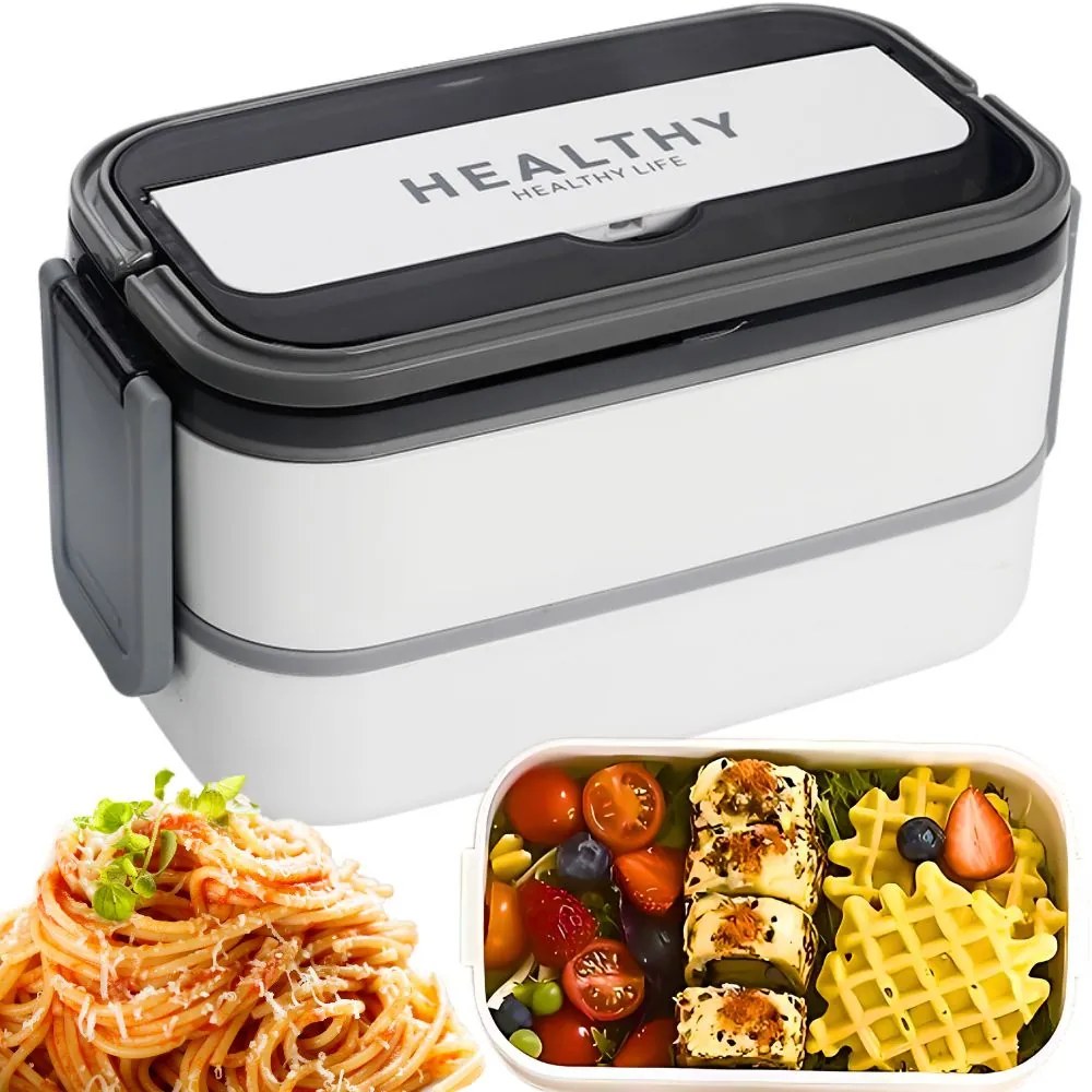 Verk Group Praktický lunch box s dvěma přihrádkami a příbory 1400ml
