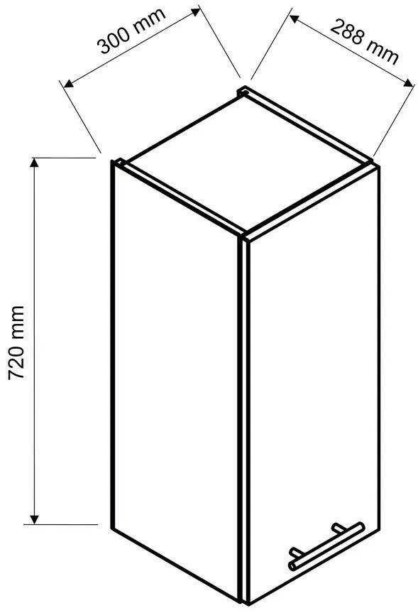 W30 h. skříňka 1-dveřová CARLO šedá/grafit