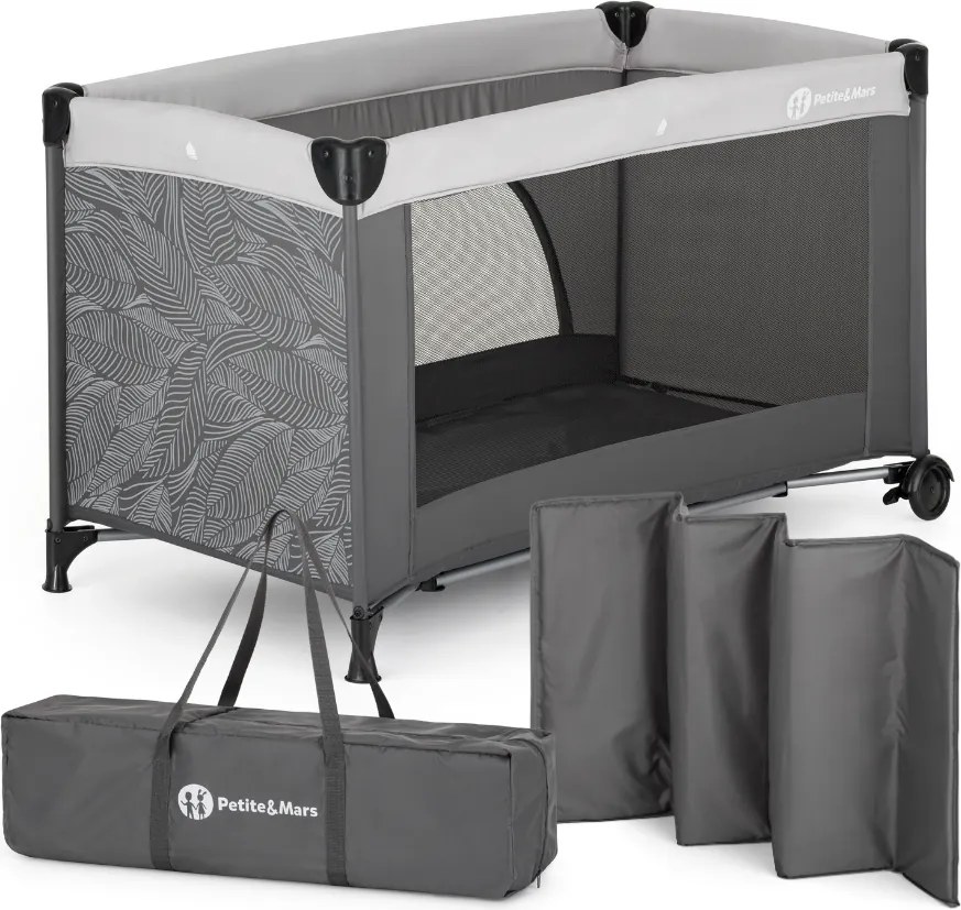 Petite & Mars Postýlka cestovní Nyja Urban Jungle Charcoal