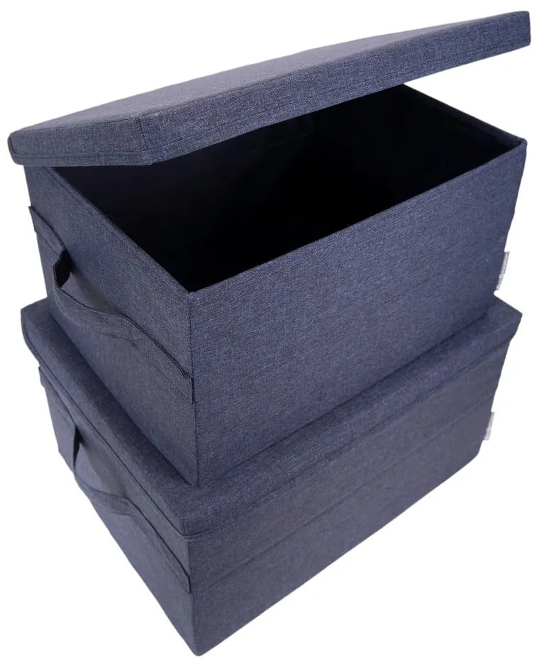 Modrý látkový úložný box s víkem 40x30x22 cm Soft Storage – Bigso