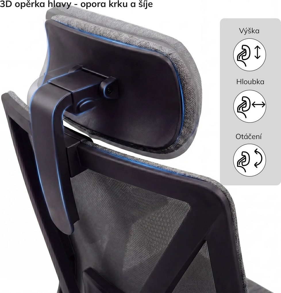 Ergonomická otočná kancelářská židle, tmavě šedá: VECTOR