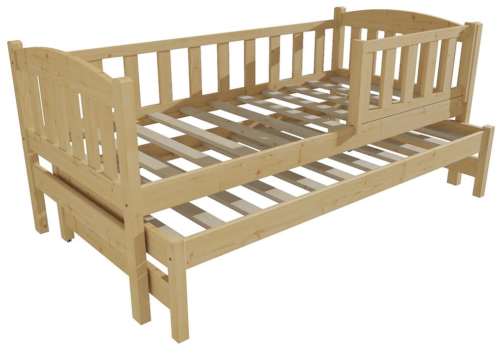 Vomaks Dětská postel s výsuvnou přistýlkou DPV 013 se zábranou Rozměr: 80 x 200 cm, Barva: barva šedá